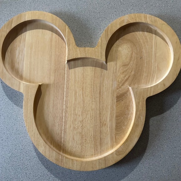 Disney | Dining | Disney Wooden Mickey Mouse Shaped Tray Divided ...